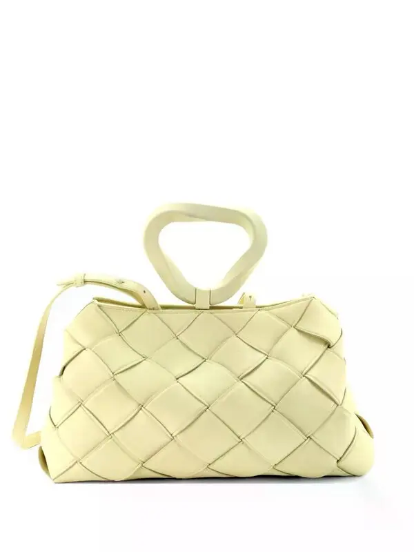 Bottega Veneta Grasp Maxi Intrecciato Leather Satchel - Yellow