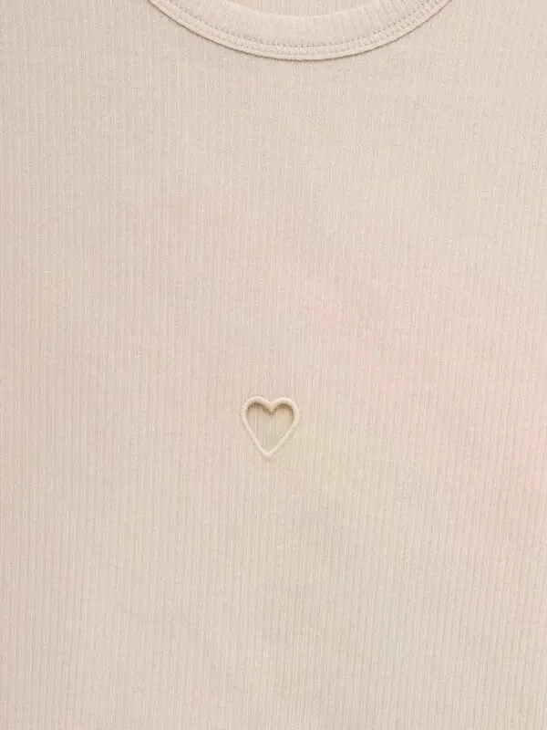 BASERANGE Heart Detail T-shirt - Neutrals