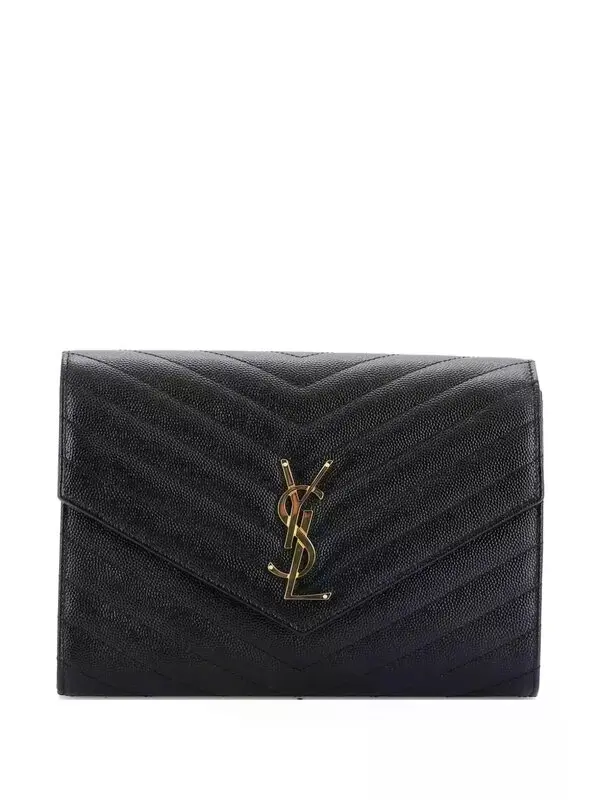 Saint Laurent Classic Monogram Envelope Wristlet - Black