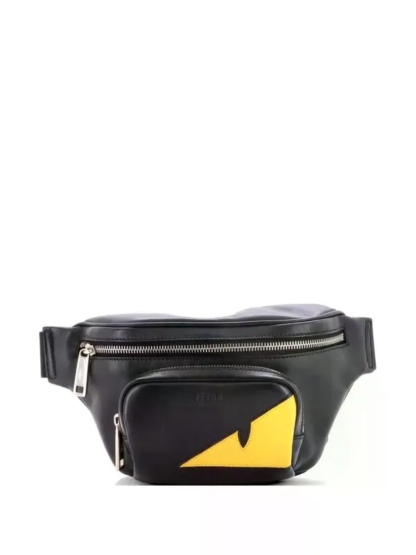 Fendi Front Pocket Monster Leather Belt Bag - Black