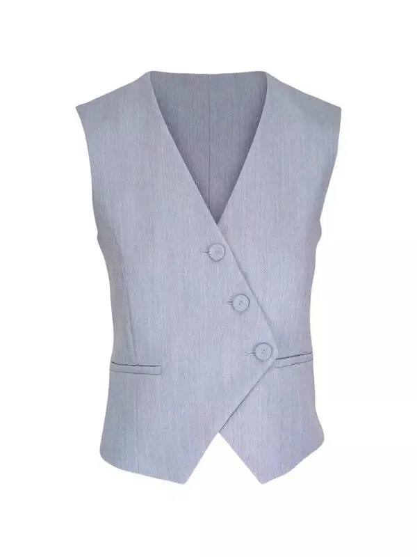 TWP Button-up Waistcoat - Blue
