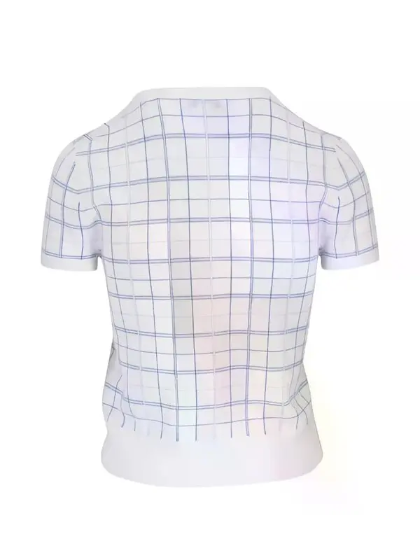 Vince Check-pattern Knit Cashmere Top