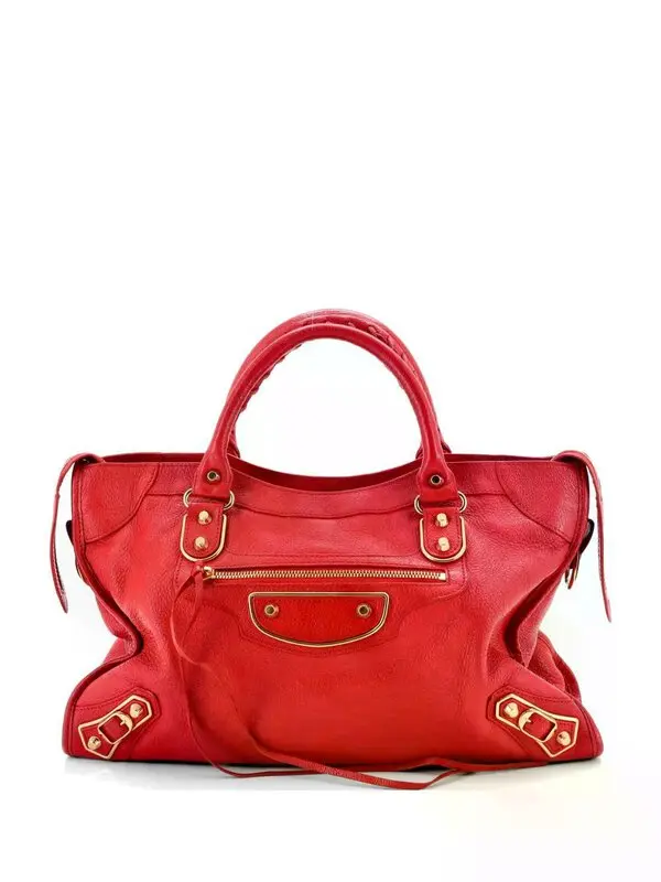 Balenciaga City Classic Metallic Edge Medium Satchel - Red