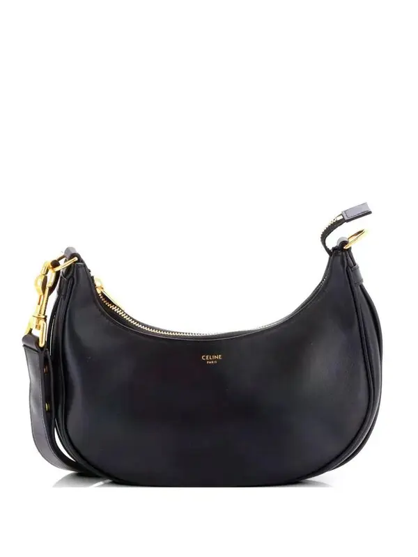 Celine Ava Strap Bag Leather Medium Hobo Bag - Black