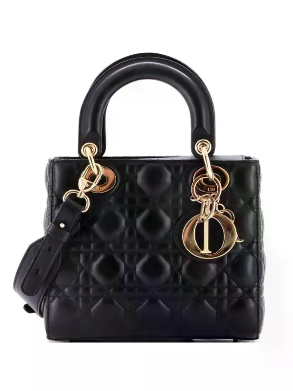 Dior My Abcdior Lady Bag Cannage Quilt Leather Small Satchel - Black