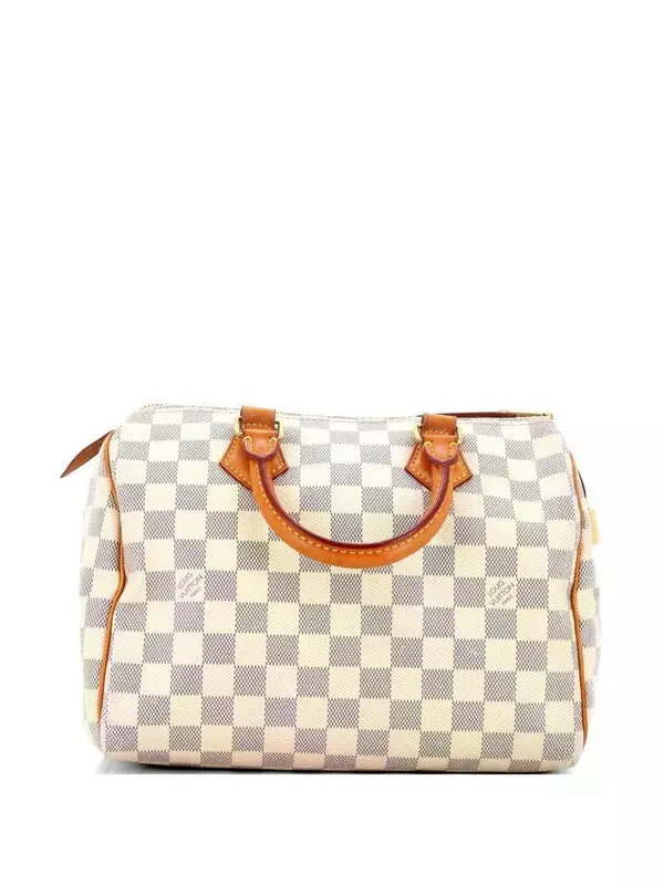 LOUIS VUITTON Speedy Handbag Damier 25 Satchel - White