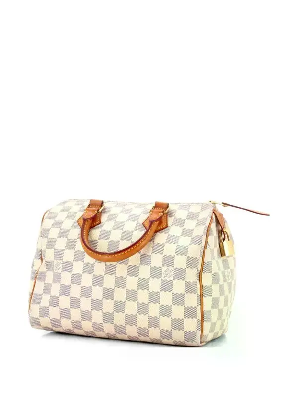 LOUIS VUITTON Speedy Handbag Damier 25 Satchel - White
