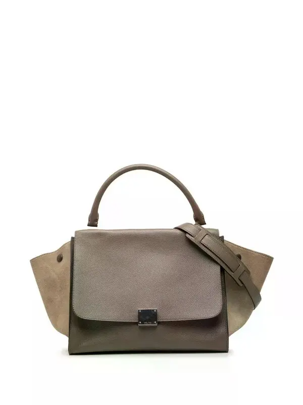 Celine 2013 Medium Bicolor Calfskin And Suede Trapeze Satchel - Brown