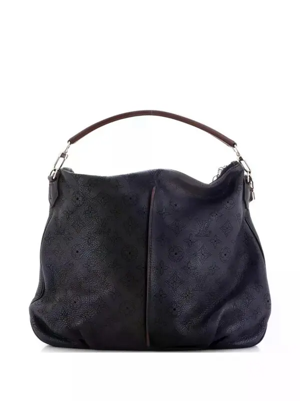 LOUIS VUITTON Selene Handbag Mahina Leather Pm Hobo Bag - Black