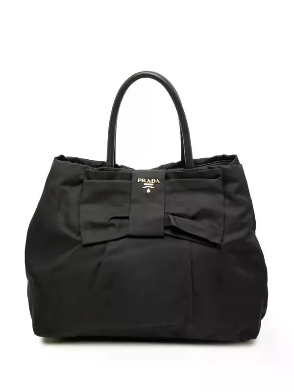 Prada 2000-2012 Tessuto Fiocco Bow Tote Bag - Black