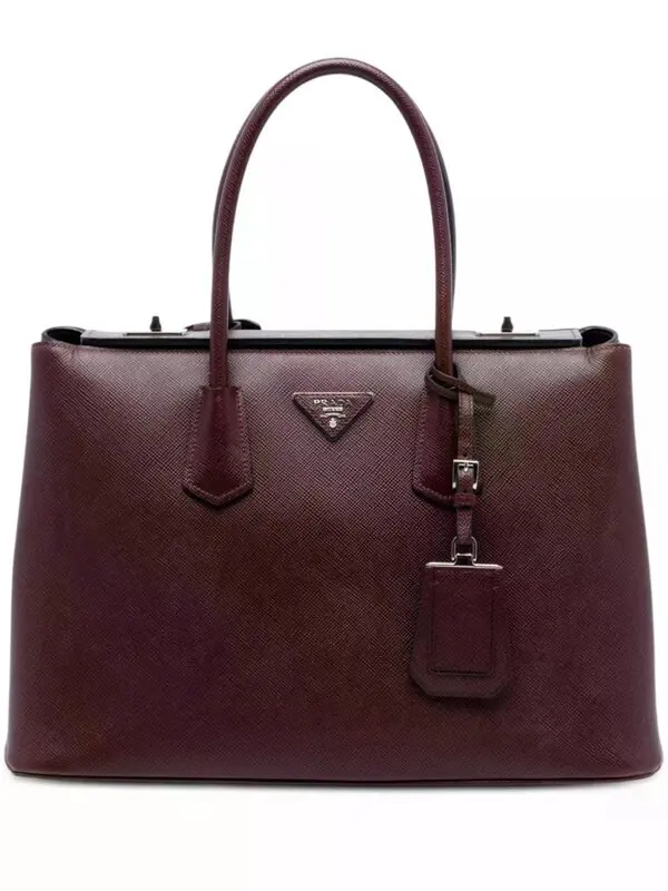 Prada Saffiano Cuir Twin Satchel - Red