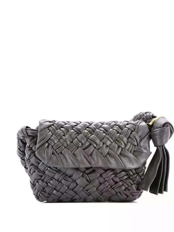 Bottega Veneta Kalimero Citta Intrecciato Plisse Shoulder Bag - Grey