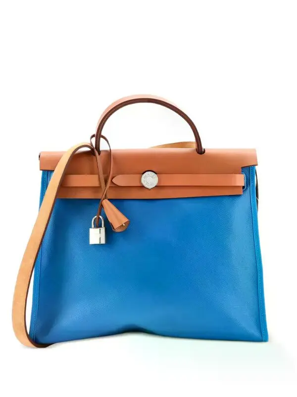 Hermès Herbag Zip 31 Shoulder Bag Leather And Toile - Blue