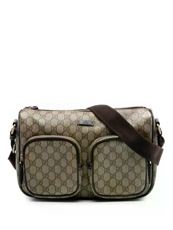 Gucci Gg Supreme Double Pocket Crossbody Bag - Neutrals