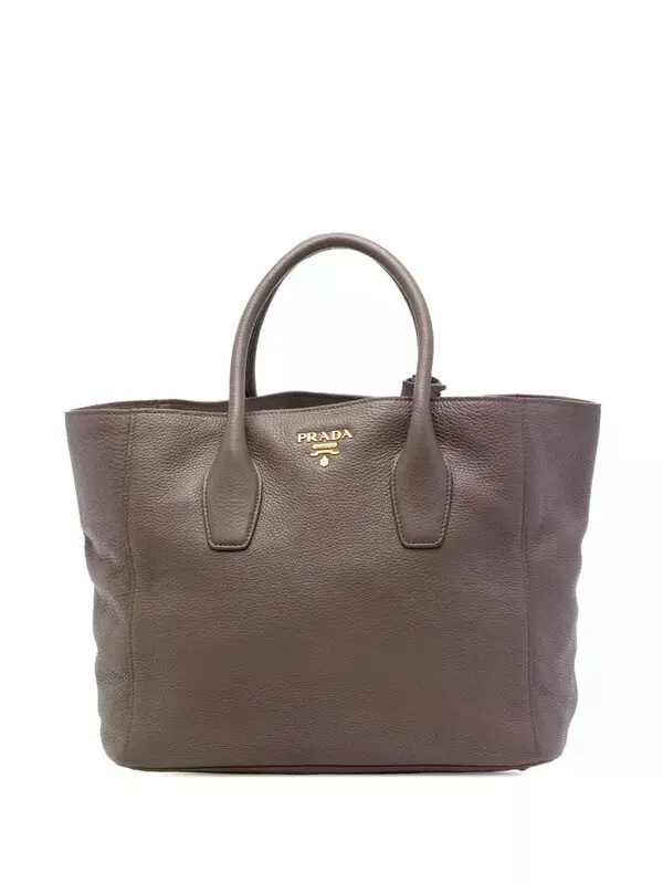 Prada Vitello Daino Open Convertible Tote Satchel 2010-2026 - Brown