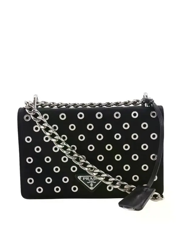 Prada Tessuto Grommet Shoulder Bag