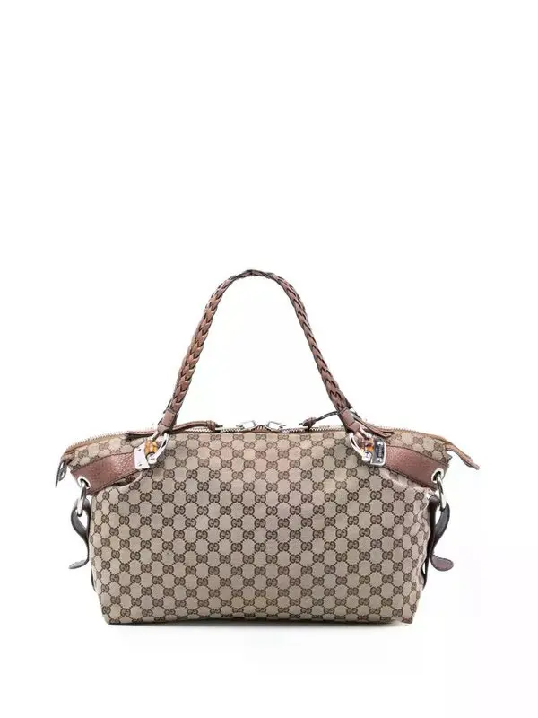 Gucci Medium Gg Canvas Bamboo Bar Tote Bag - Neutrals