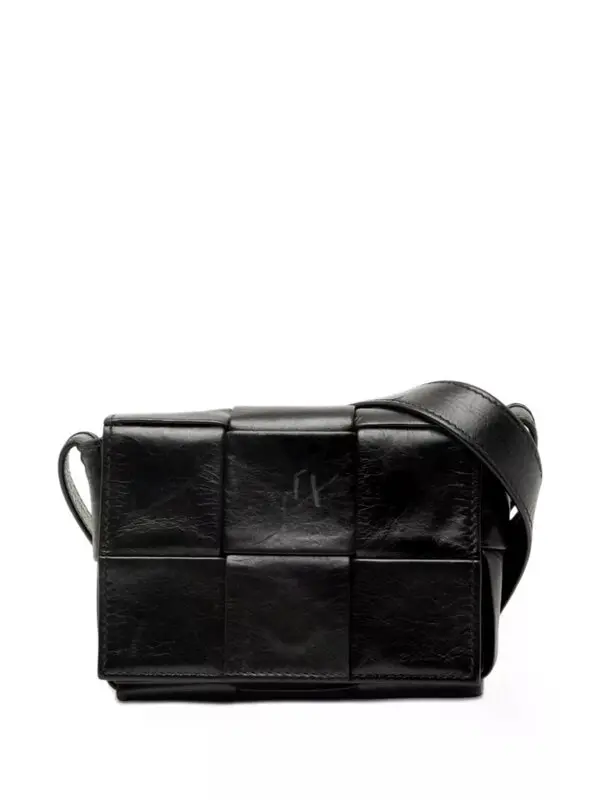 Bottega Veneta 2012-2026 Calfskin Intrecciato Cassette Crossbody Bag - Black