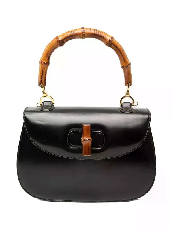 Gucci 20th Century Calfskin Bamboo Night Satchel - Black