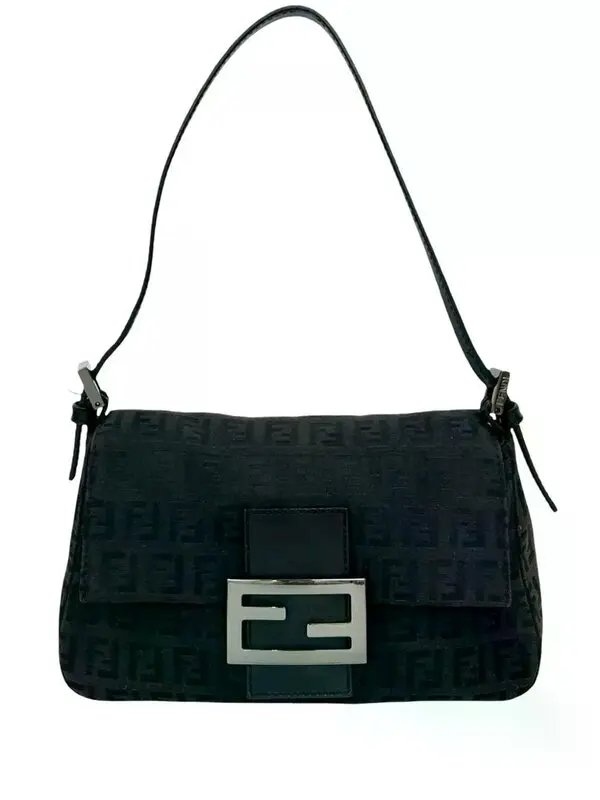 Fendi 2000-2010 Mini Zucchino Canvas Mamma Forever Shoulder Bag - Black
