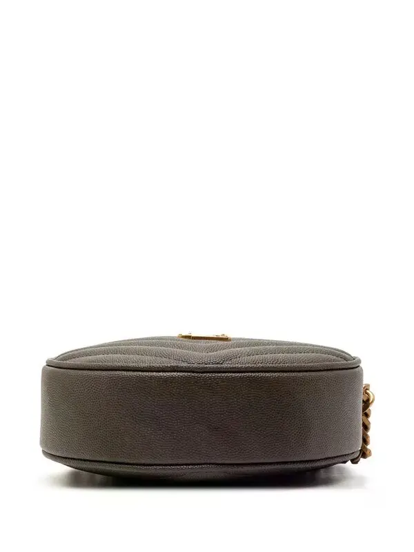 Saint Laurent Grain De Poudre Chevron Round Vinyle Camera Crossbody Bag - Grey