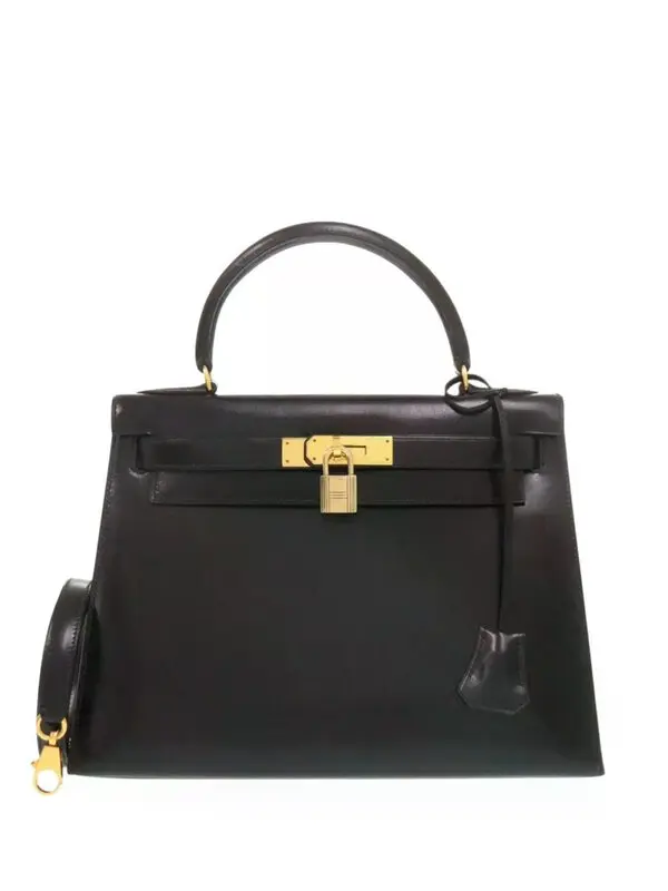 Hermès 1991 Box Calf Kelly Sellier 28 Satchel - Black