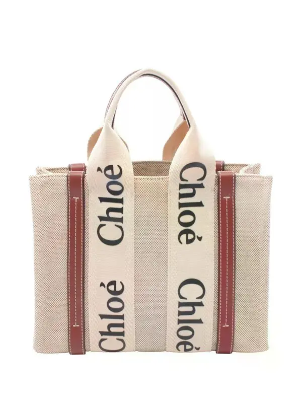 Chloé 2000-2026 Small Canvas Woody Tote Satchel - Neutrals