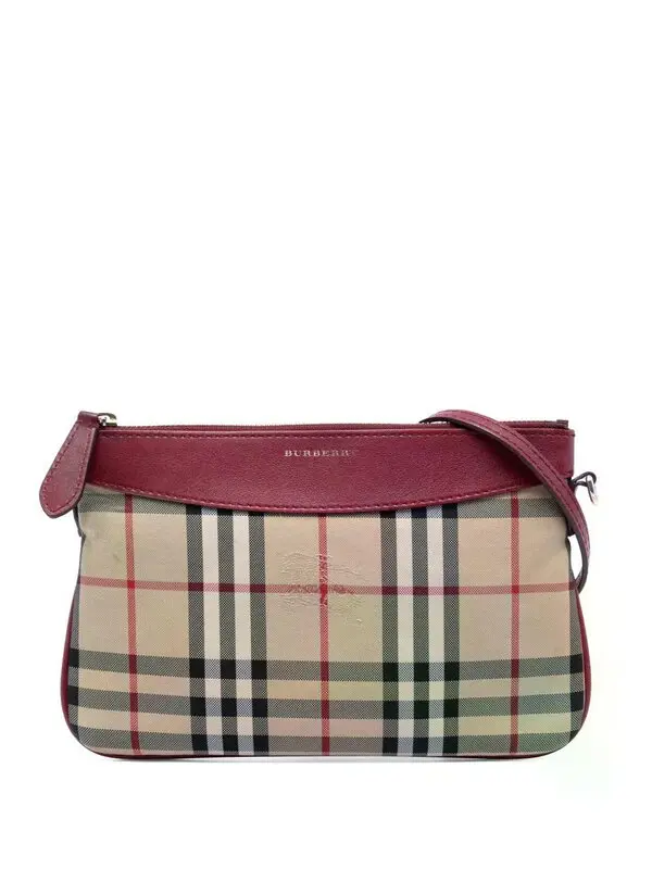 Burberry Haymarket Check Peyton Crossbody Bag - Red