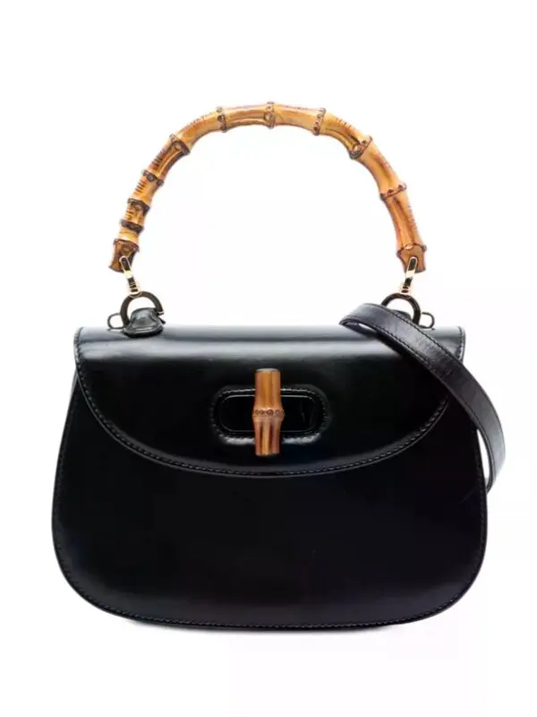 Gucci 20th Century Calfskin Bamboo Night Satchel - Black