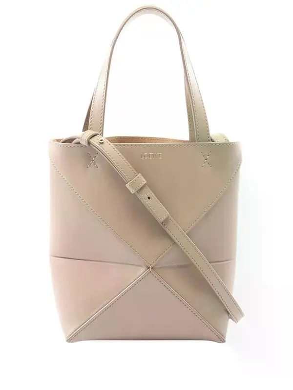 Loewe 2010-2026 Mini Calfskin Puzzle Fold Tote Satchel - Neutrals