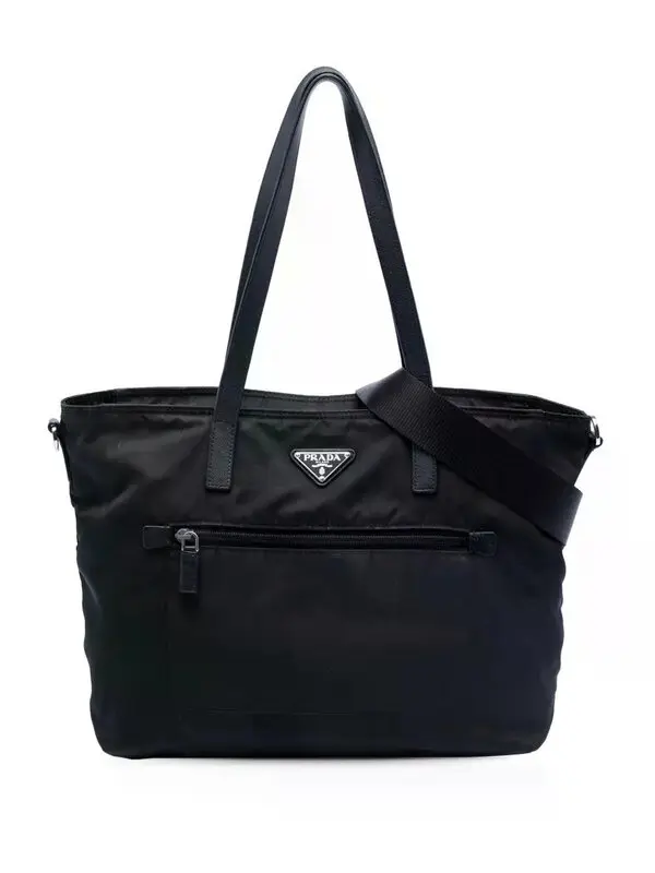 Prada 2013-2025 Saffiano Trimmed Tessuto Satchel - Black