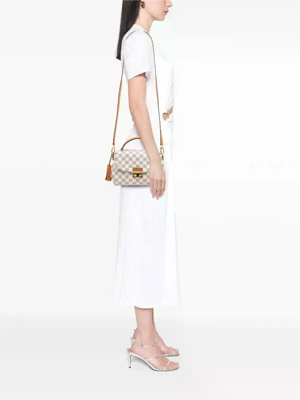 LOUIS VUITTON 2016 Damier Azur Croisette Satchel - White