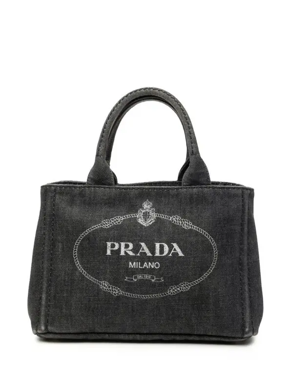 Prada Small Canapa Logo Satchel 2013-2025 - Grey