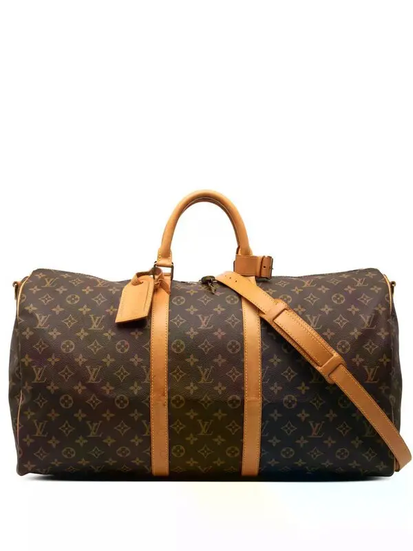 LOUIS VUITTON 1995 Monogram Keepall Bandouliere 55 Travel Bag - Brown