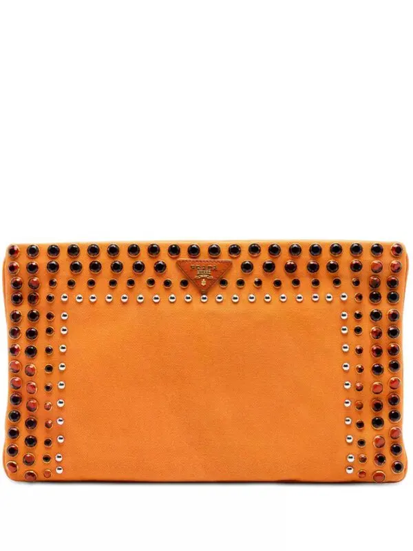 Prada 2010-2025 Canvas Canapa Bijoux Clutch Bag - Orange