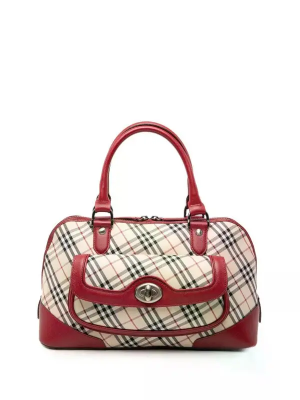 Burberry Nova Check Canvas Handbag - Red
