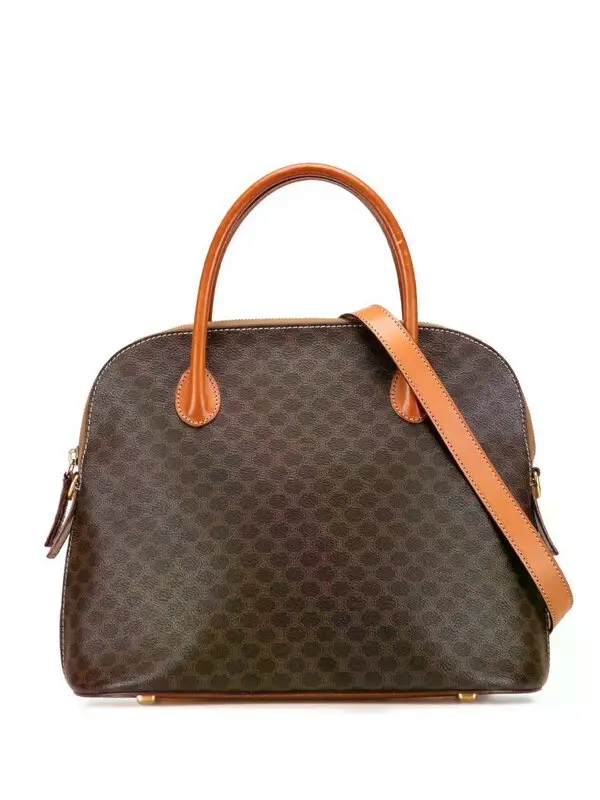Celine 1995 Macadam Coated Canvas Dome Satchel - Brown