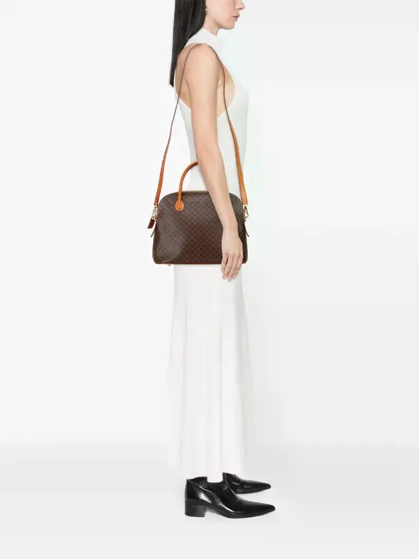 Celine 1995 Macadam Coated Canvas Dome Satchel - Brown