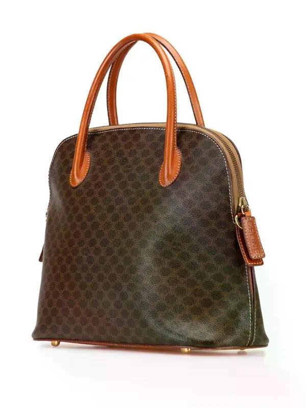 Celine 1995 Macadam Coated Canvas Dome Satchel - Brown