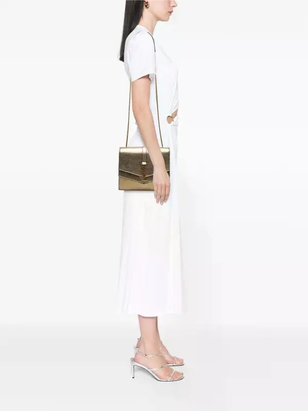 Saint Laurent 2018 Medium Metallic Monogram Sulpice Crossbody Bag - Brown