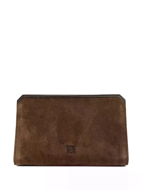 Loewe 2003 Suede Anagram Pouch - Brown