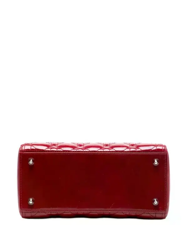 Dior 2018 Medium Patent Cannage Lady Satchel - Red