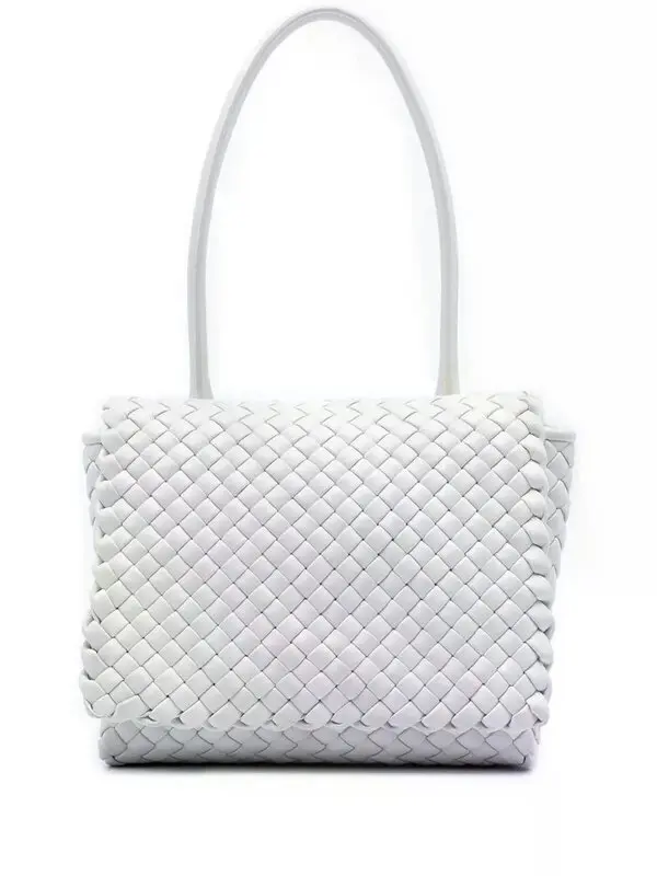 Bottega Veneta Nappa Intrecciato Patti Shoulder Bag - White