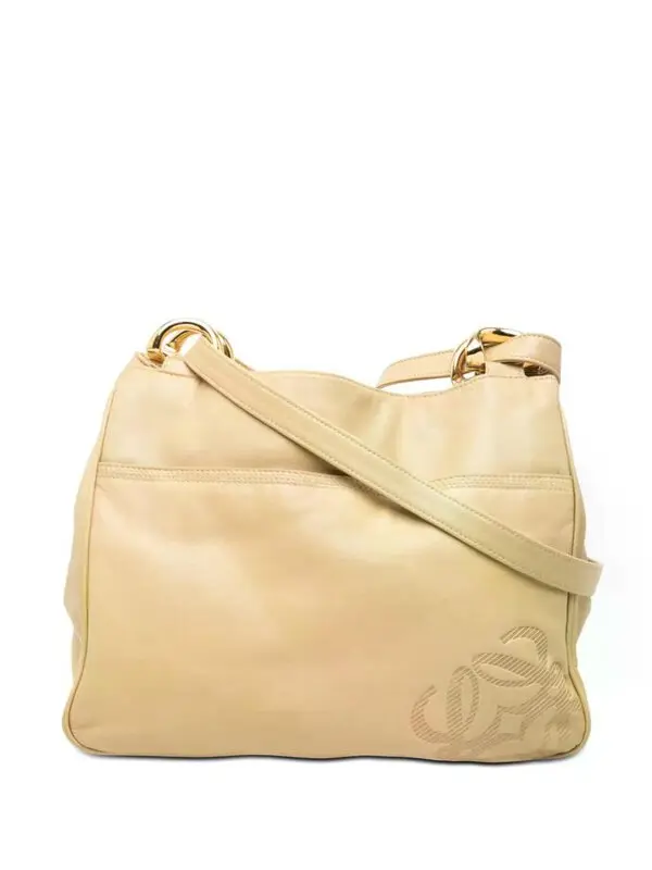 Loewe Leather Anagram Shoulder Bag - Neutrals