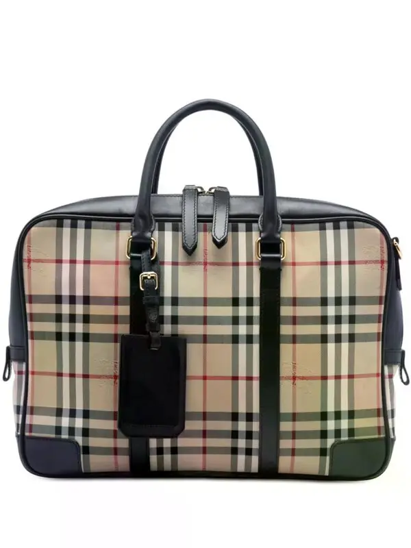 Burberry Haymarket Check Coated Canvas Business Bag - Black
