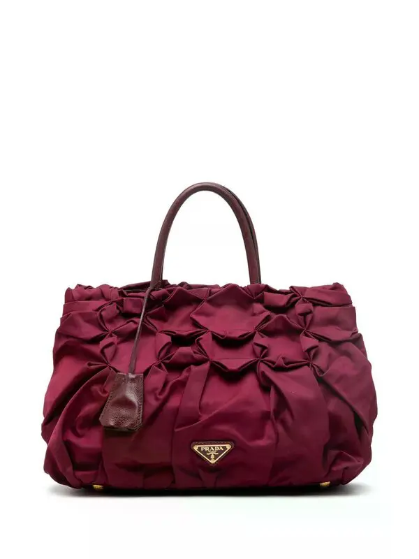 Prada 2013-2025 Tessuto Origami Pleated Tote - Red