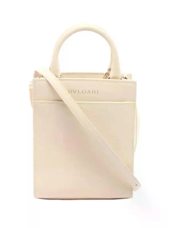 BVLGARI 2010-2026 Leather Mini Logo Infinitum Satchel - Neutrals