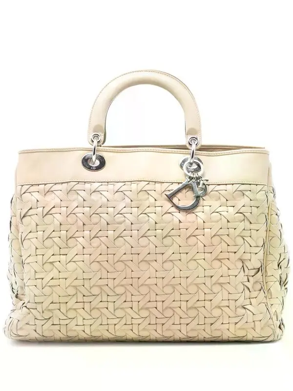 Dior 2007 Woven Lady Avenue Tote Satchel - Brown