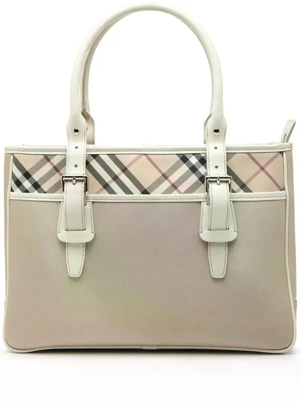 Burberry Nova Check Nylon Tote Bag - White