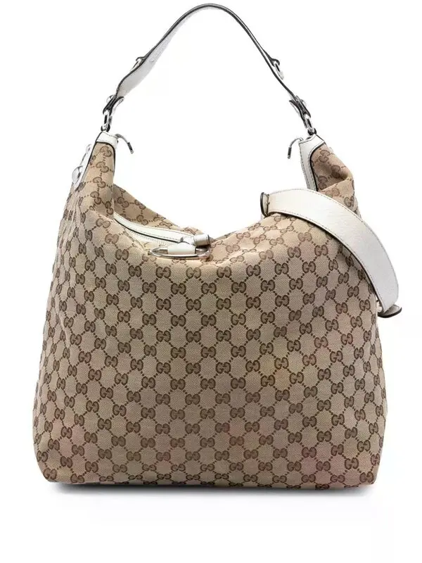 Gucci Large Gg Canvas Icon Bit Hobo Satchel - Neutrals